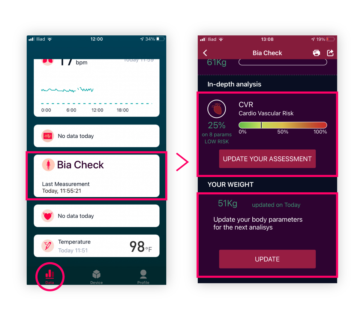 How can I set BIA Check in order to obtain better results? | helohealth